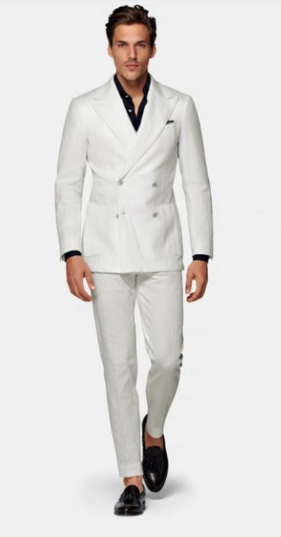 White Linen Suit - Double Breasted Summer Suits - Walmart.com