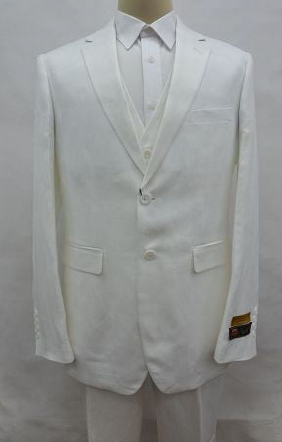 White Linen Suit Men's Summer 3 Piece Alberto Linen-2BV - Walmart.com