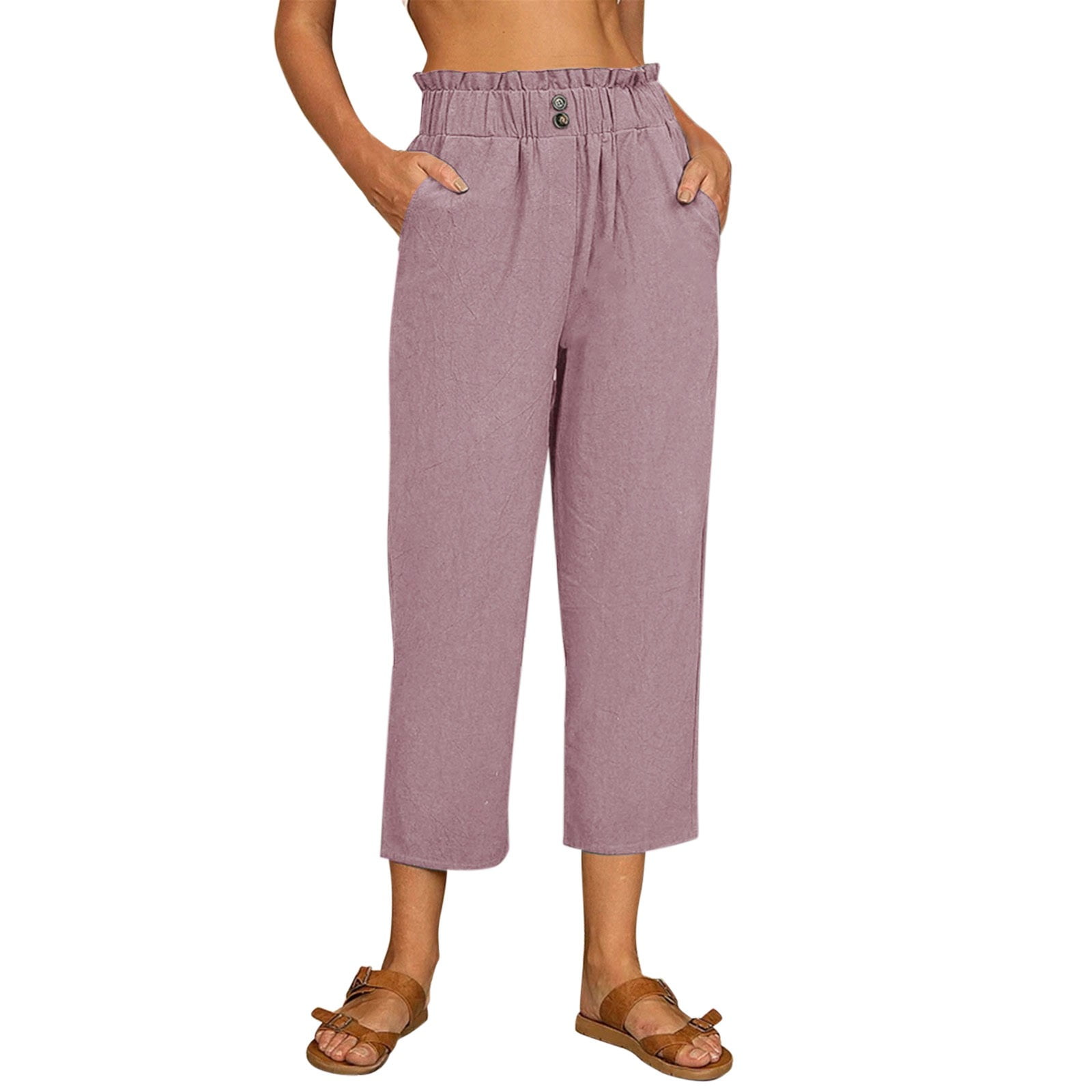 White Linen Summer Pants Suits for Women Casual Womens Wide Leg Pants ...