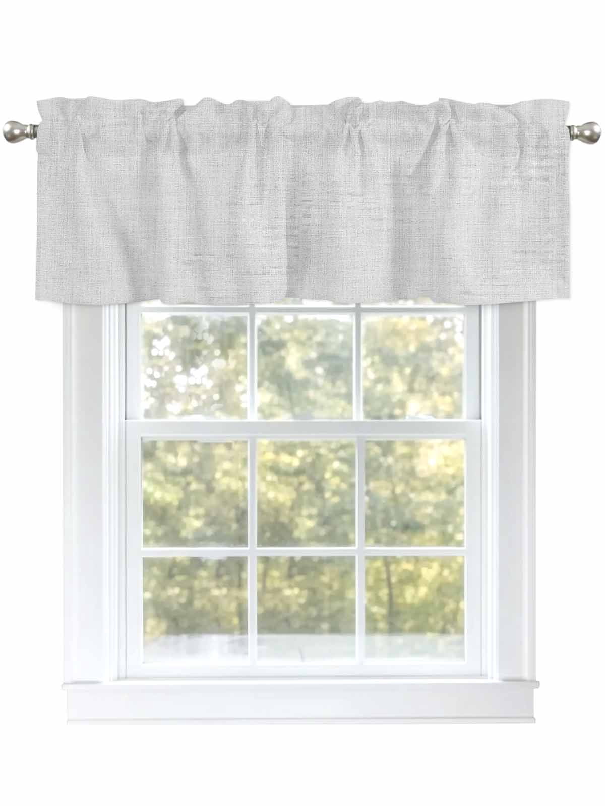 White Linen Texture Valances for Windows, Rod Pocket Kitchen Valance ...