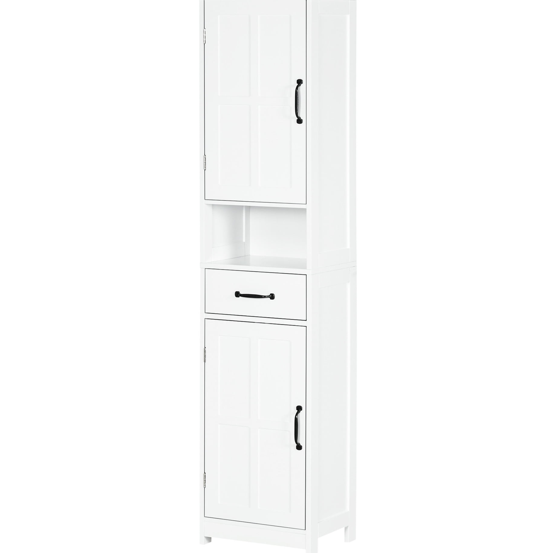 White Linen Tower / Adjust Shelves Freely / Maximize Storage in ...