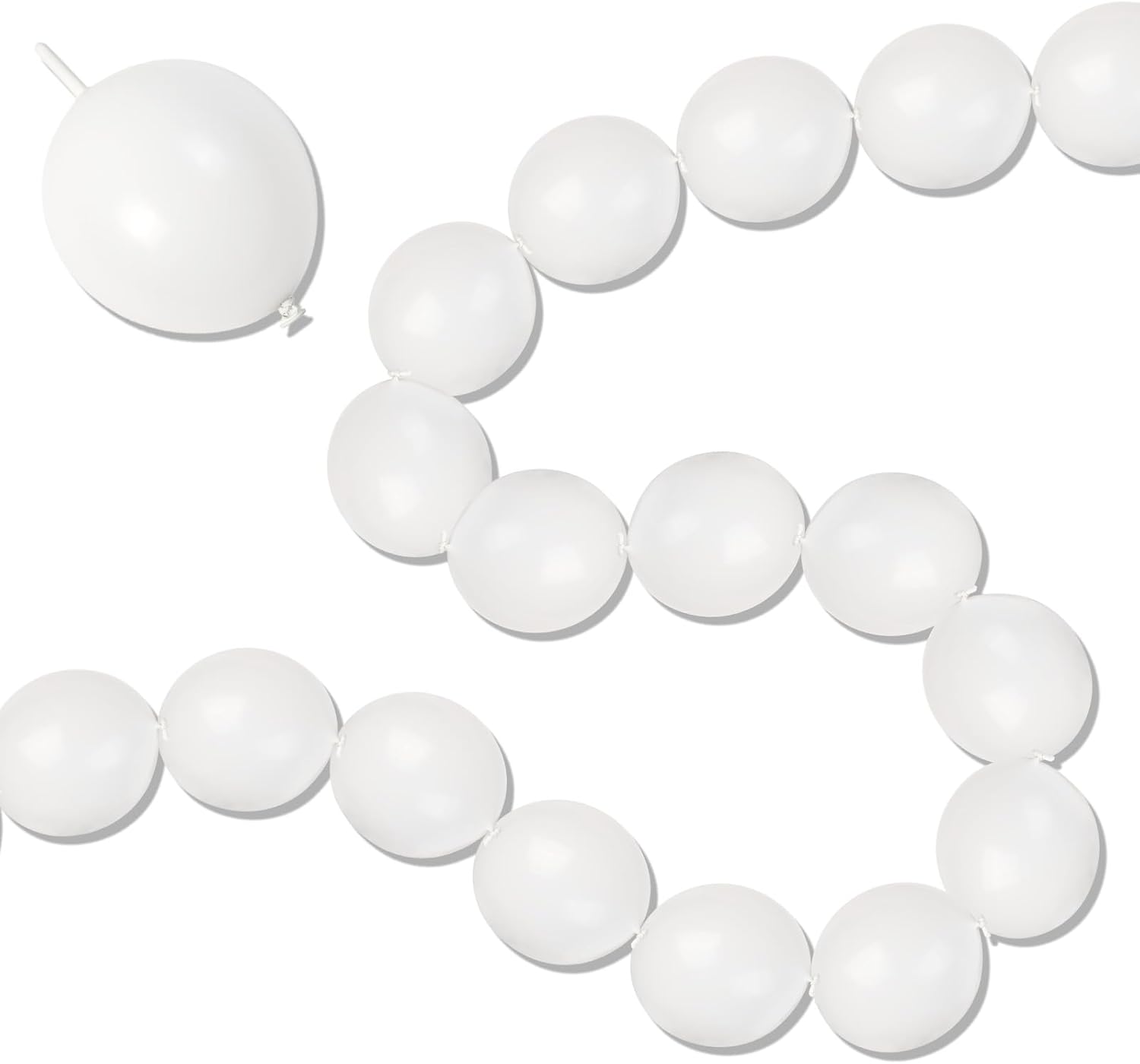 White Link Balloons, 100PCS Linking Balloons with Tail for Making ...
