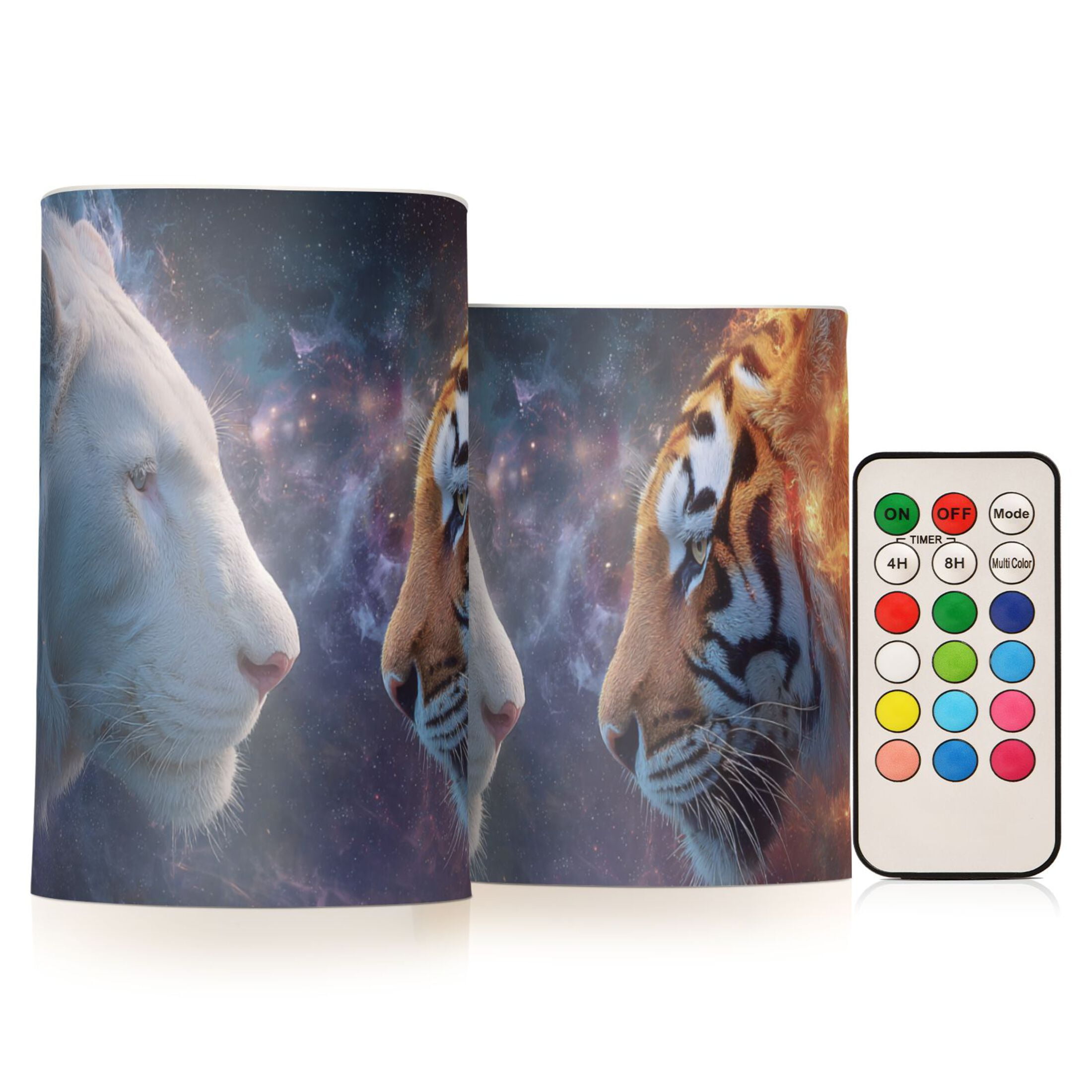 White Lion Animal in Universe Flickering Flameless Candles LED Tealight ...