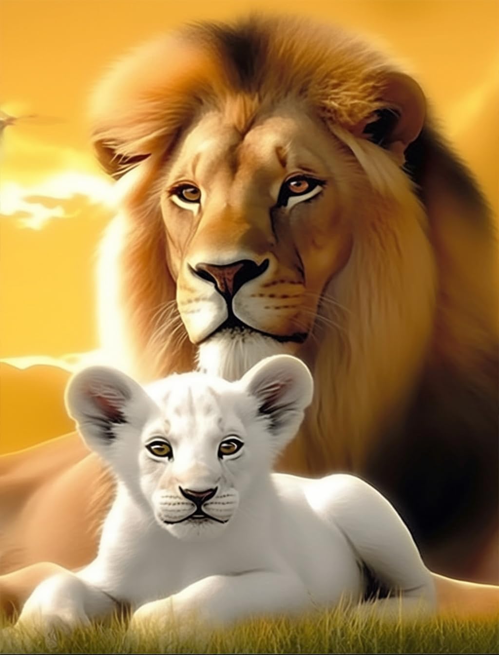 White Lion and Male Lion 500 Piece Creative Fun Jigsaw Puzzle for ...