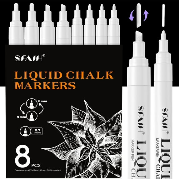 White Liquid Chalk Markers for Blackboard, Glass - [Wet Wipe No Residue ...