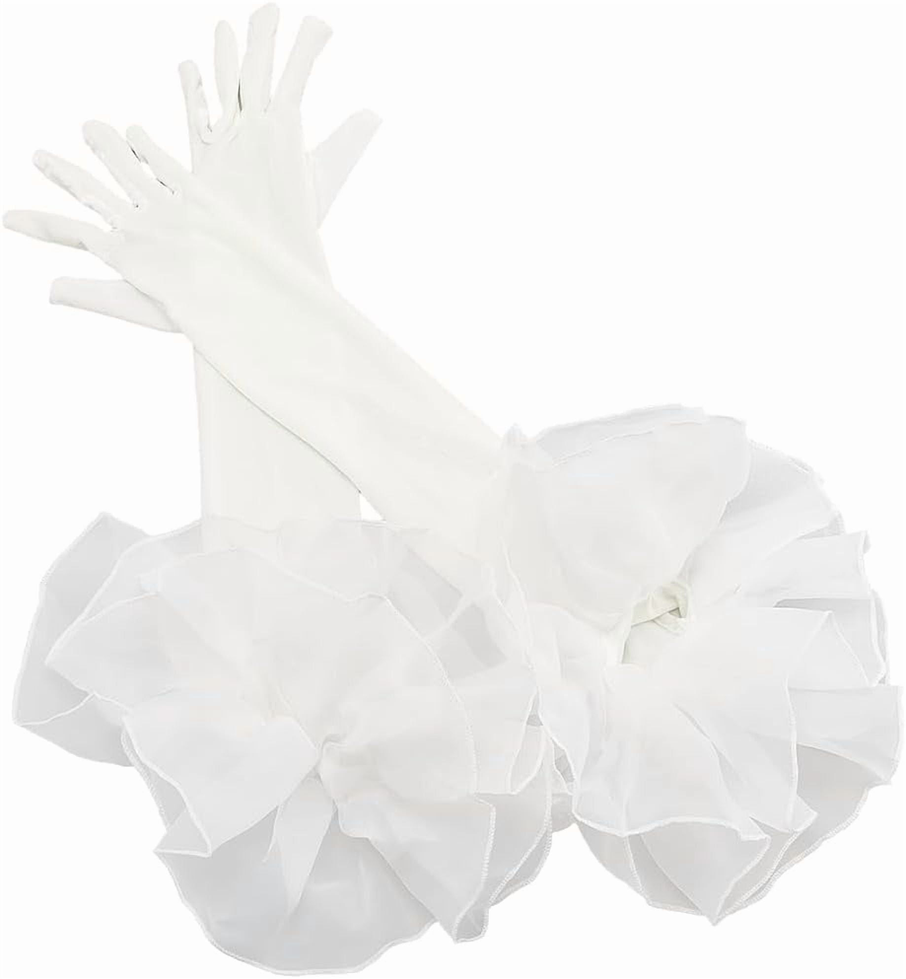 White Long Bridal Gloves Velvet Satin Soft Touch Formal Tea Party ...
