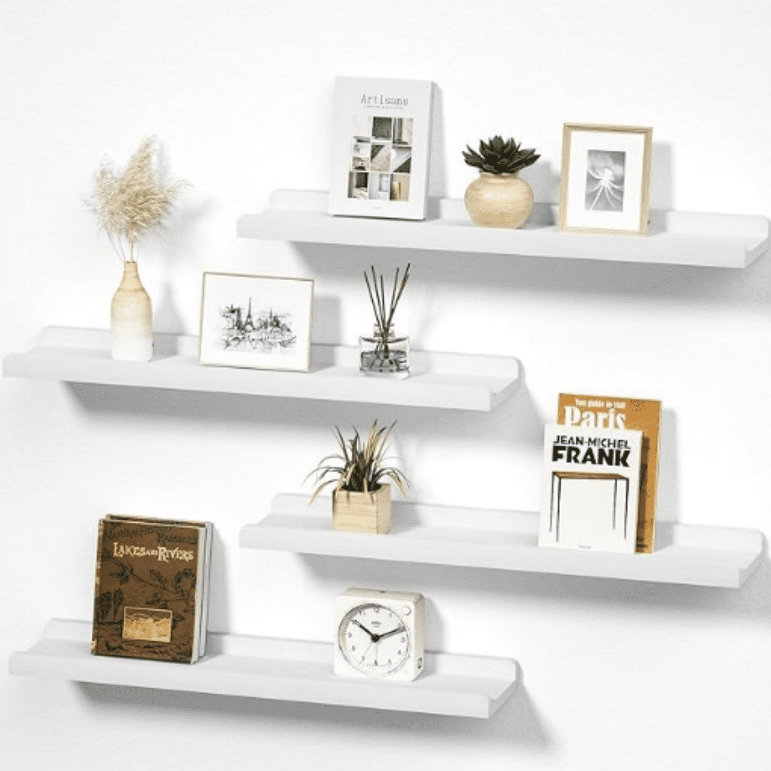 White Long Floating Shelves for Wall 24 Inch Set of 4, Rustic Wall ...