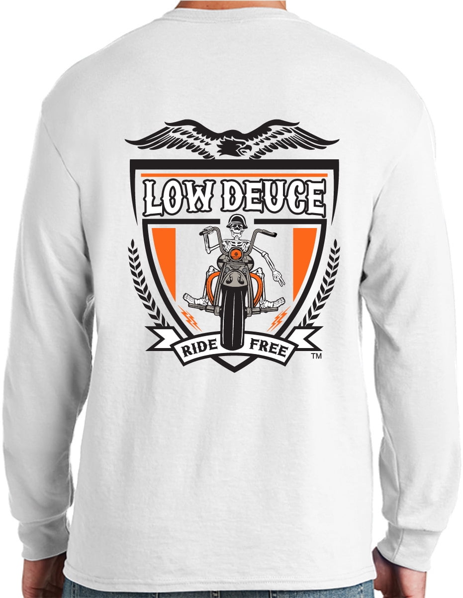 White Long Sleeve Motorcycle Shirts for Men, Biker Shirts Shirts for ...