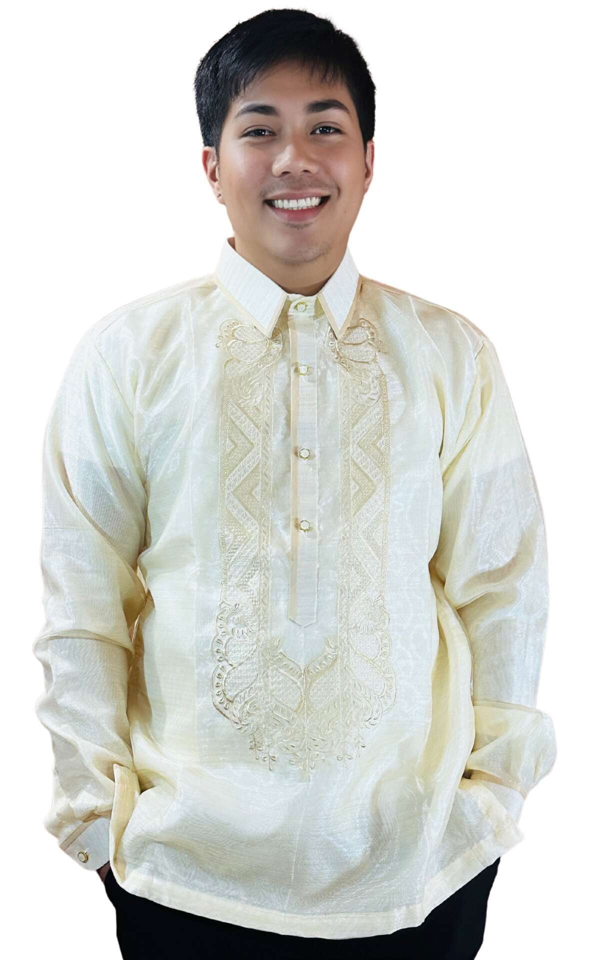 White Long Sleeve Organza Barong Tagalog (2XL) - Walmart.com