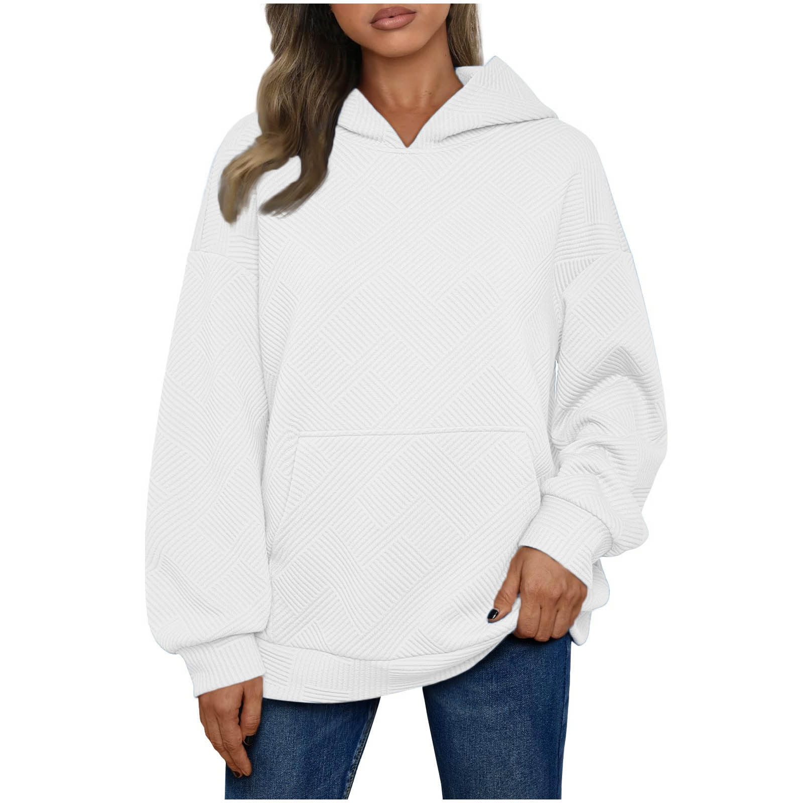 White Loose Fit Outfits for Ladies Winter Fall Long Sleeve Spandex ...