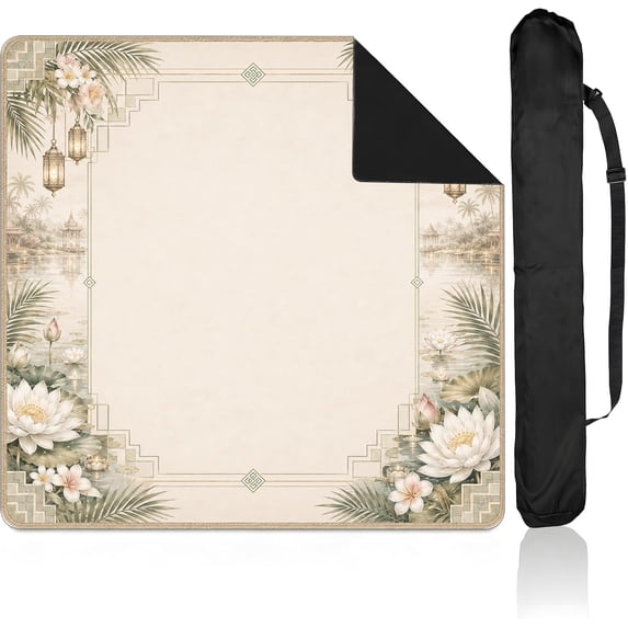 White Lotus American Mahjong Mat, 31.5 x 31.5 Inch, Anti Slip ...