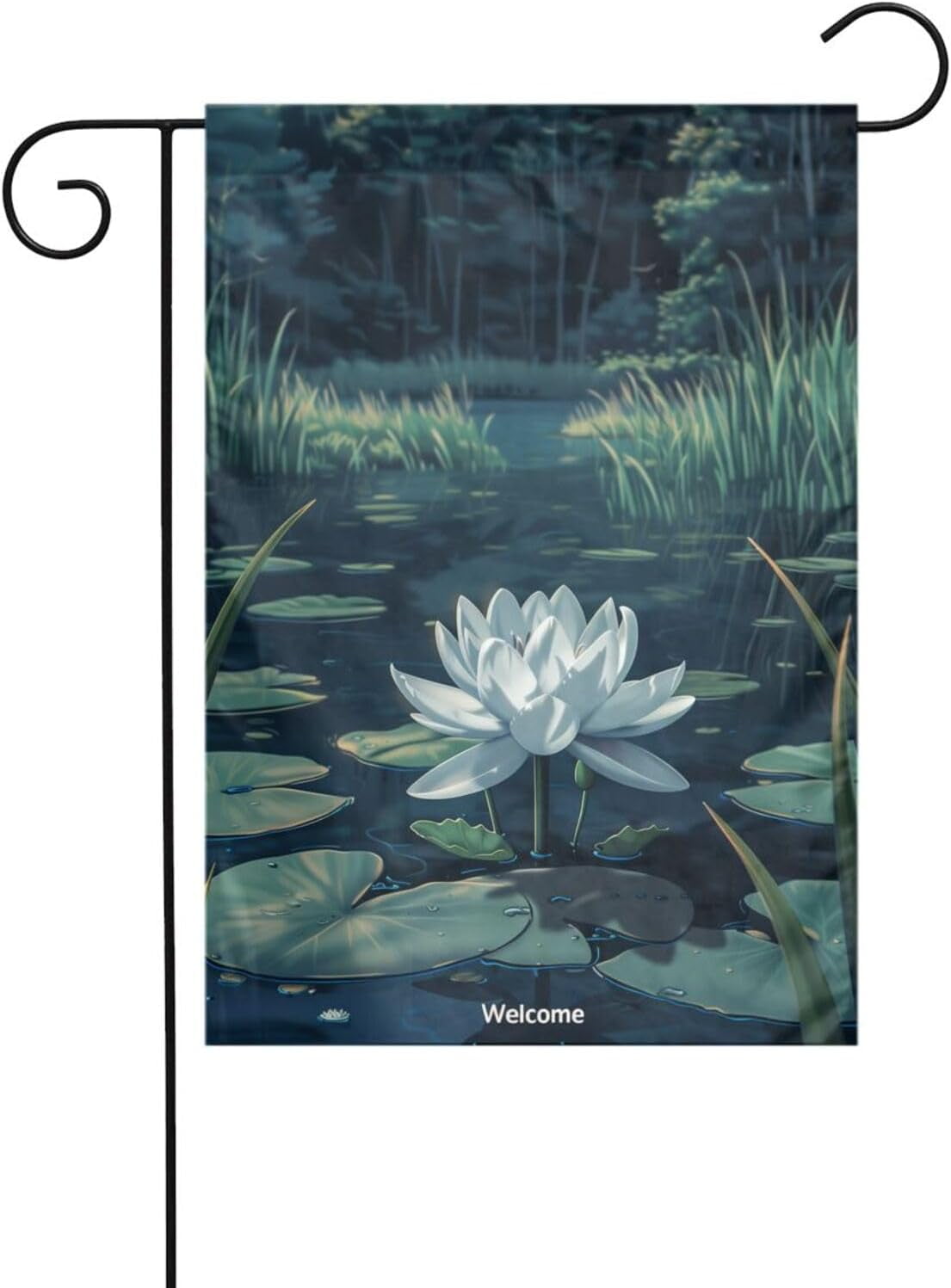 White Lotus Flower Blooms Garden Flags Double Sided,Garden Flags For ...