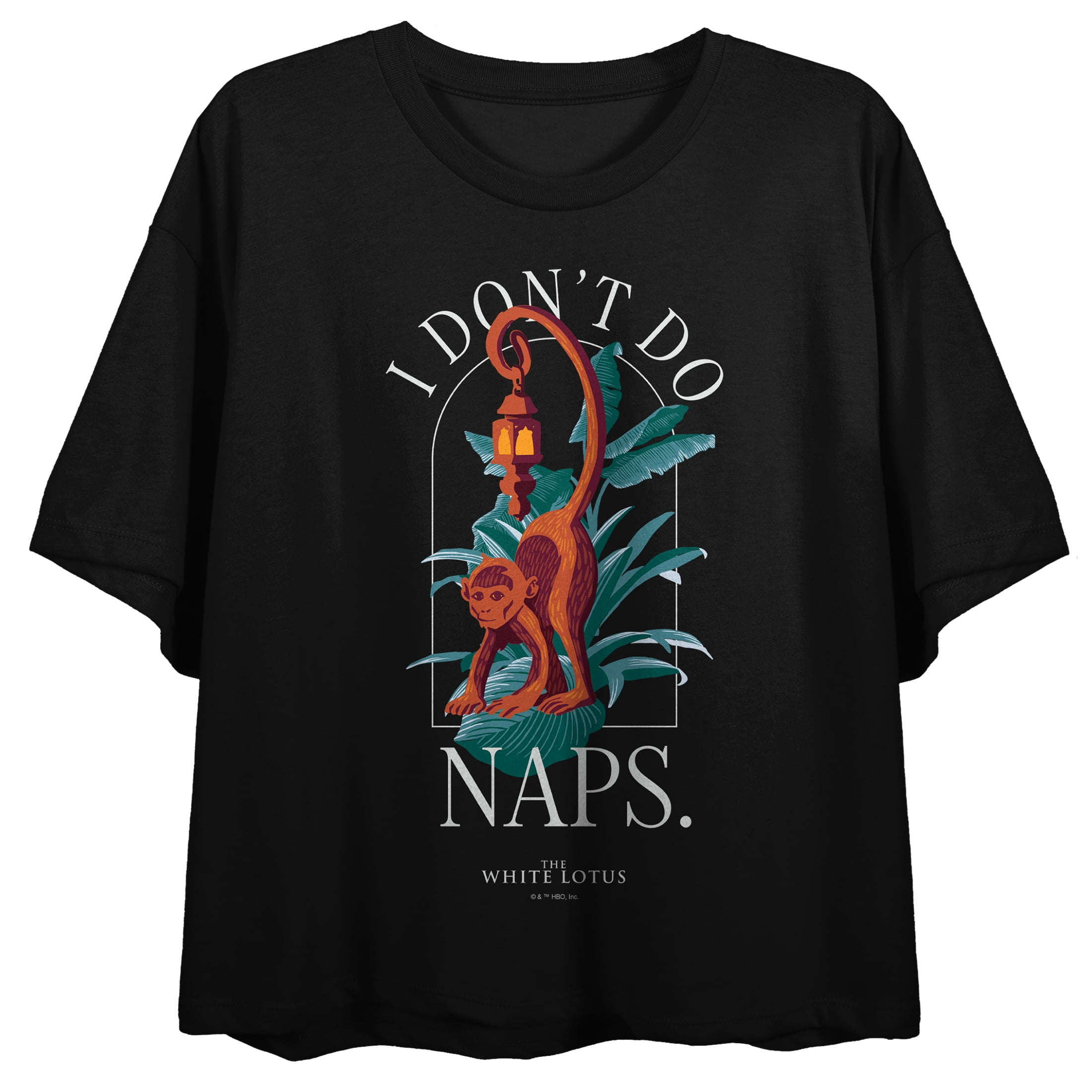 White Lotus I Don't Do Naps Women's Black Crew Neck Short Sleeve Crop ...