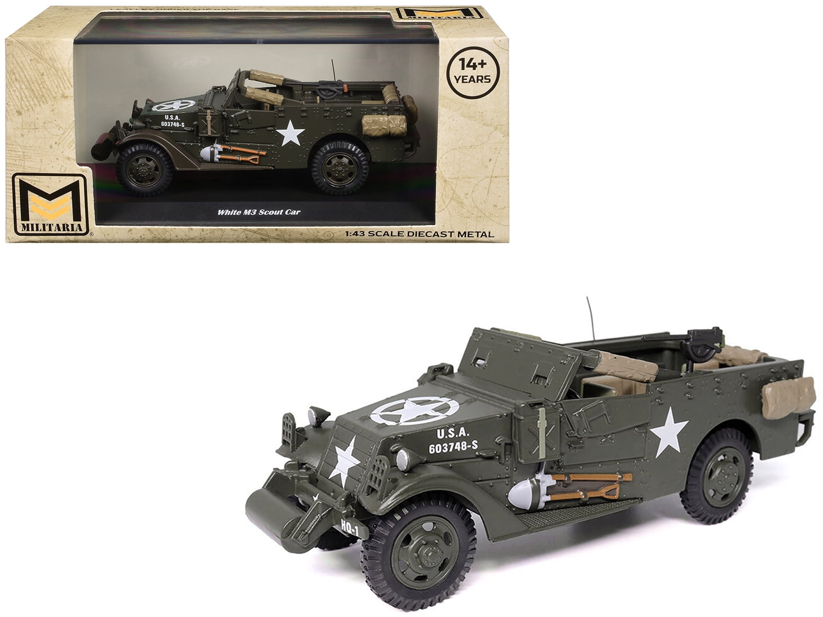 White M3 Scout Car Olive Drab "United States Army" 1/43 Diecast Model ...