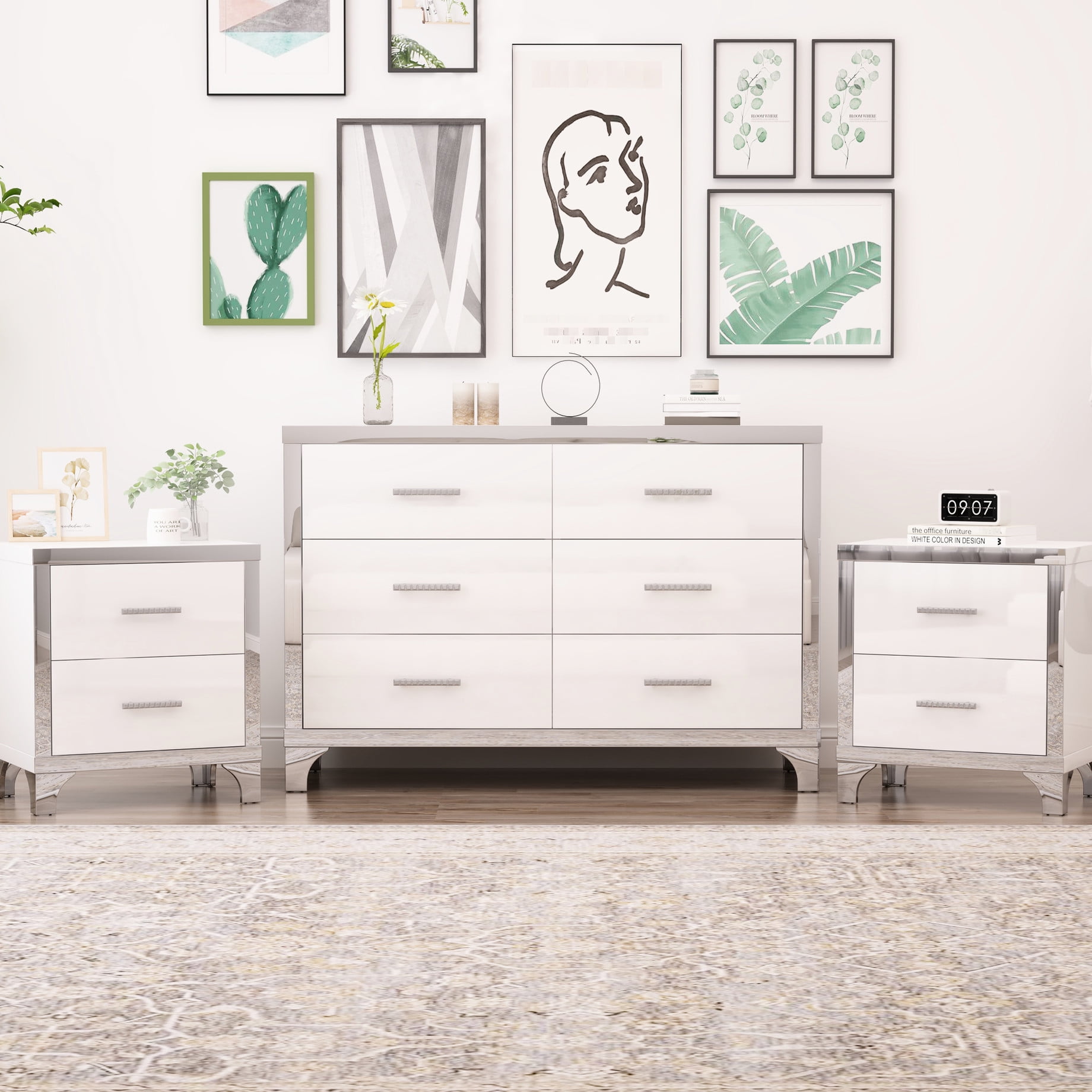 White MDF Cabinet Set - Adaptable Placement in Bedroom - Bedroom Layout ...
