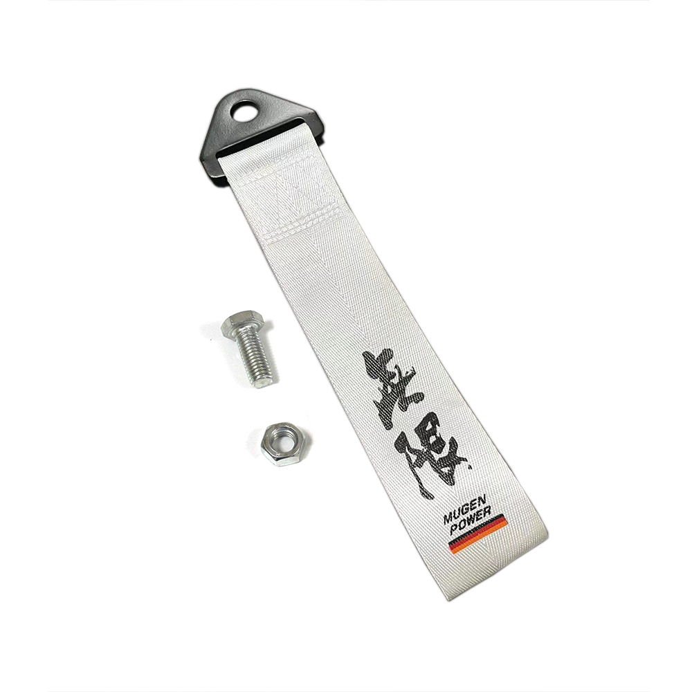 White-MUGEN NO2-racing rope with hook for Honda, TOYOTA, NISSAN, Illest ...