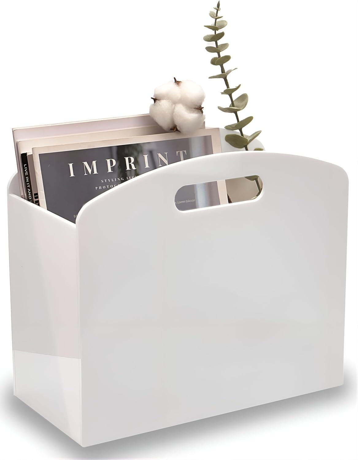 White Magazine Holder - Acrylic Magazine Rack Floor, Newspaper Stand ...