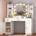 White Makeup Vanity Desk with Mirror and Lights, Large Vanity Table ...