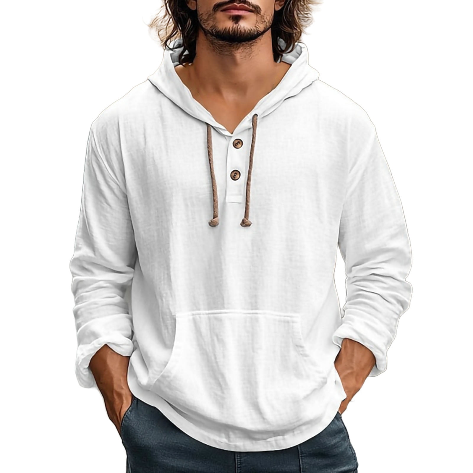 White Man Beach Brunch Button Up Long Sleeve Hoodies Outfits for Man ...