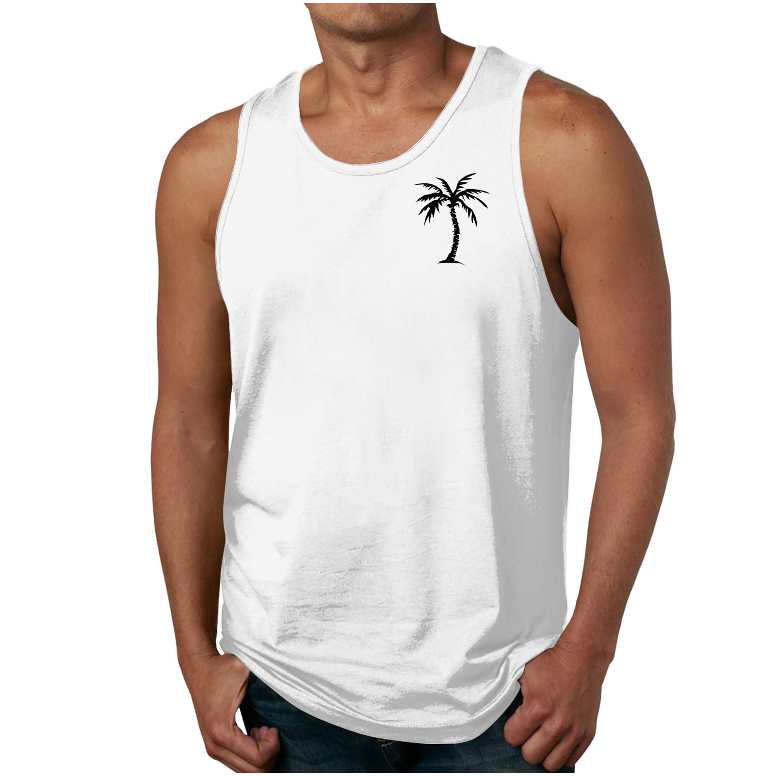 White Man Beach Lounge Vests Sleeveless Tops Vest for Man Boat Neck ...