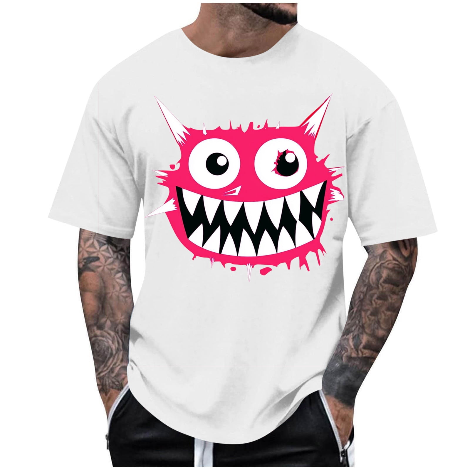White Man Boat Neck Spandex Tshirts Halloween Casual Tee Tops for Man ...