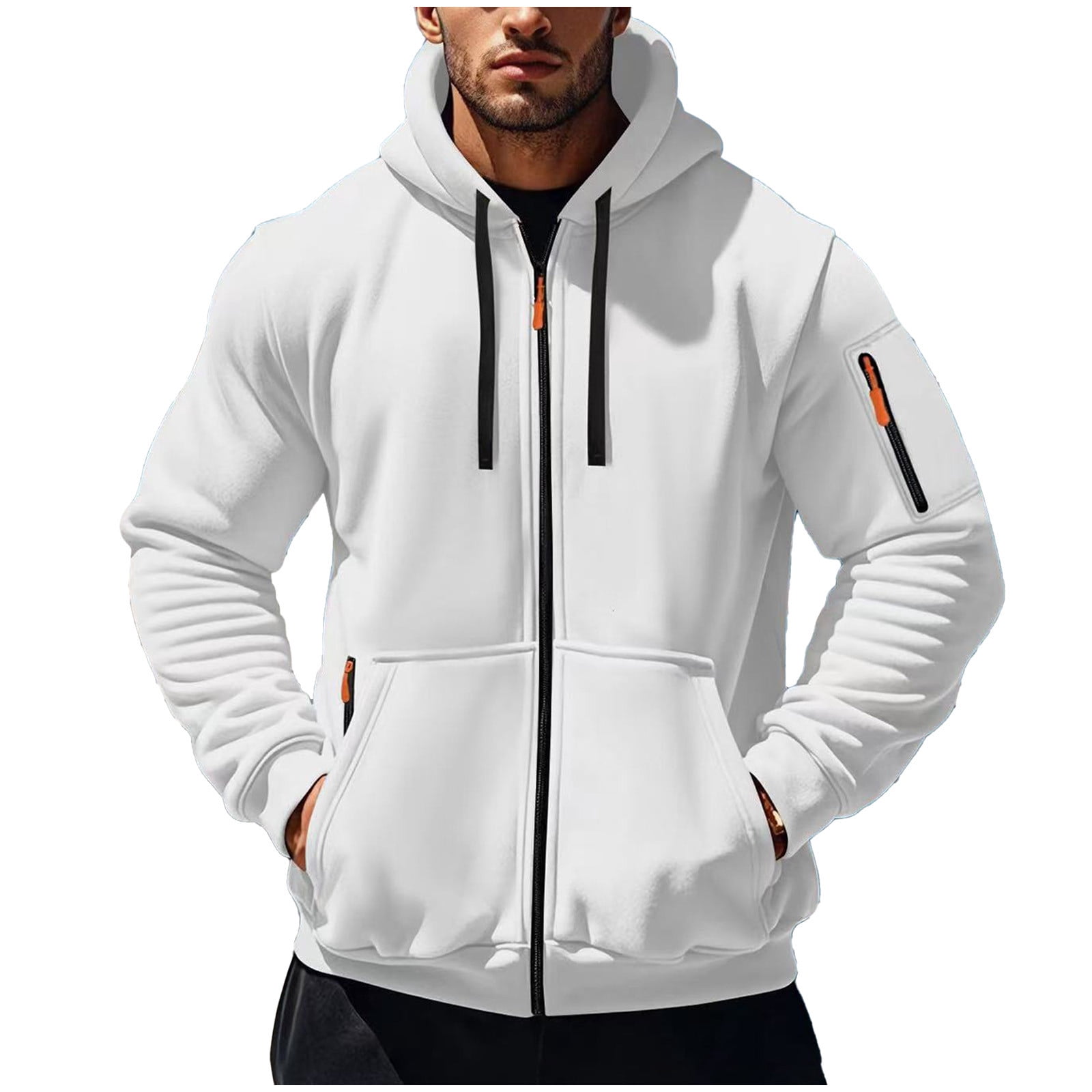 White Man Brunch Zip Up Long Sleeve Jackets Hood Coats for Man Hooded ...