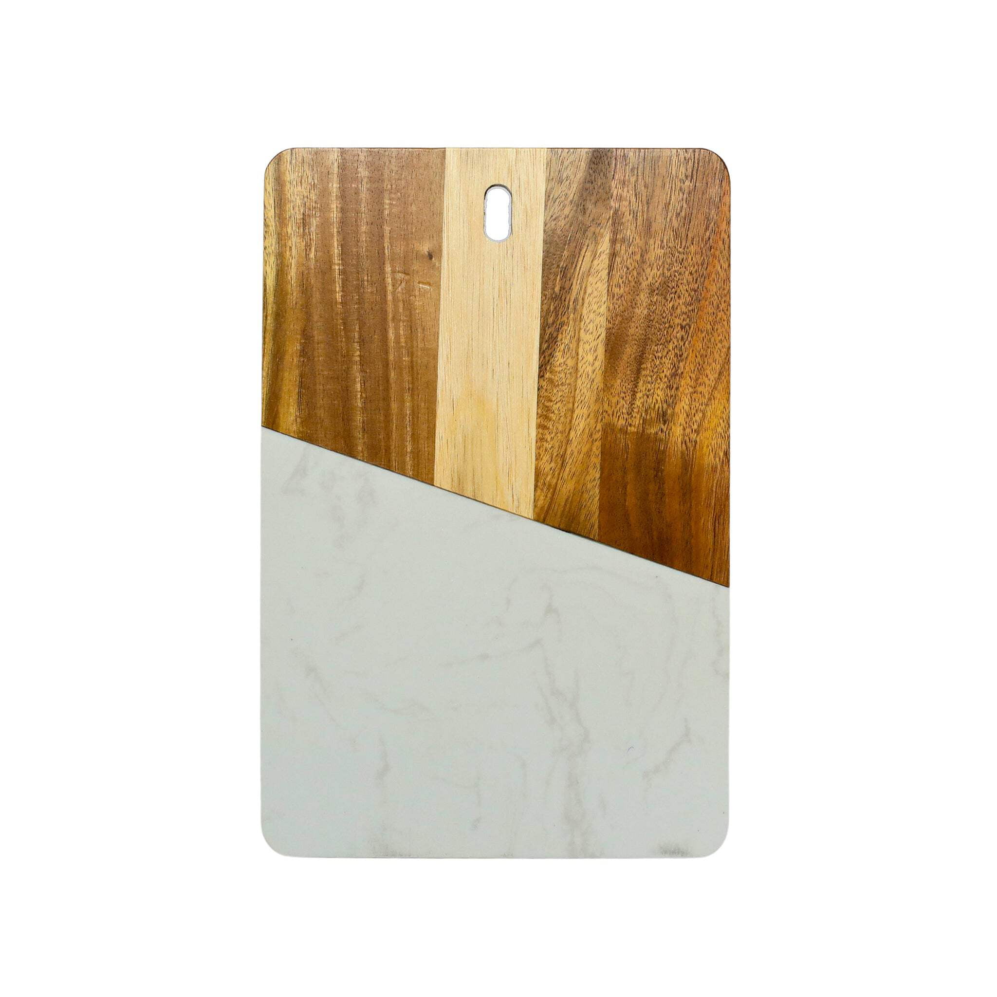 White Marble/Acacia Wood Rectangular Diagonal Board - Walmart.com