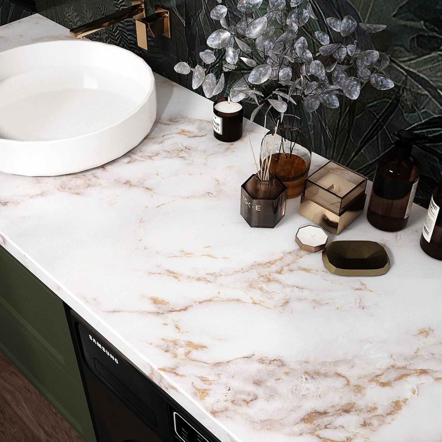White/ Marble Contact Paper for Countertops Matte Marble Peel and ...