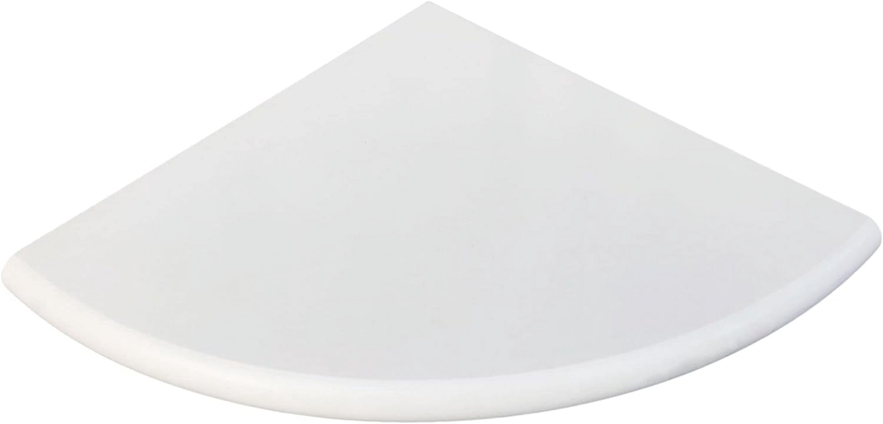 White Marble Corner Shower Shelf for Bathroom, 9'' x 9'' x 0.8'' Faux ...