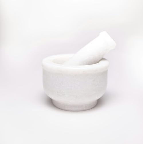 White Marble Khal Batta | Mortar & Pastel | Traditional Kharal Grinder ...