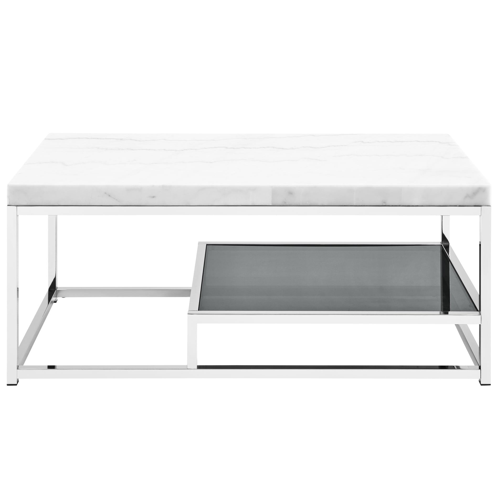 White Marble Living Room Centerpiece Table - 55mm Top, Tempered Black ...