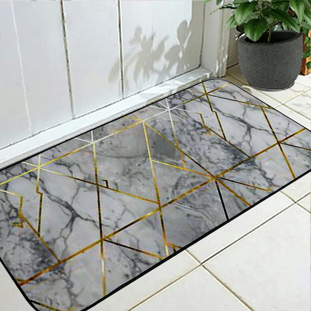 White Marble Mosaic Star Tile Door Mat Inside Outside Non Slip Doormat ...