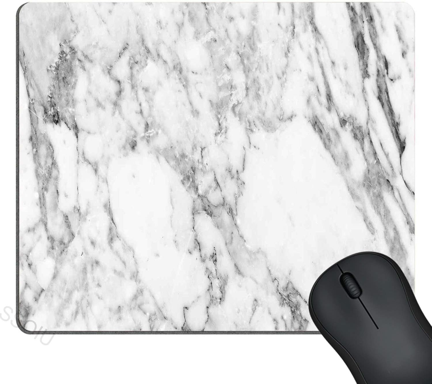 White Marble Mouse Pad Cute Mat White Grey Rectangle Mouse Pads ...