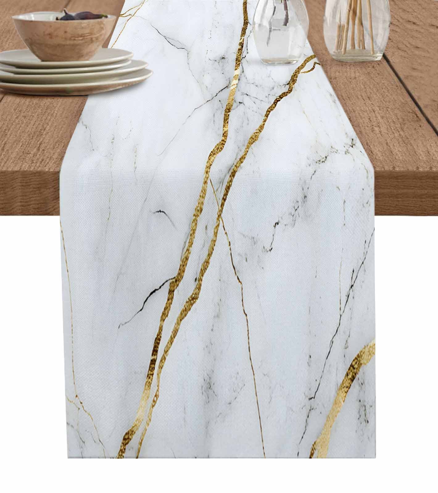 White Marble Pattern Table Runner Minimalism Abstract Texture Art ...