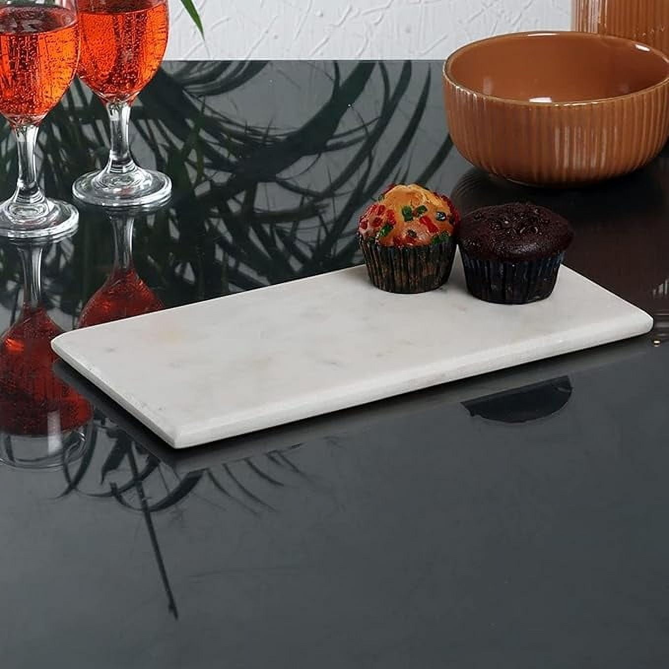 White Marble Rectangle 6 Inch Decorative Tray for Kitchen White ...