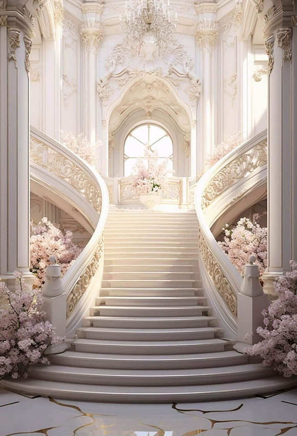 White Marble Room Staircase Adult Birthday Wedding Maternity Portrait r ...
