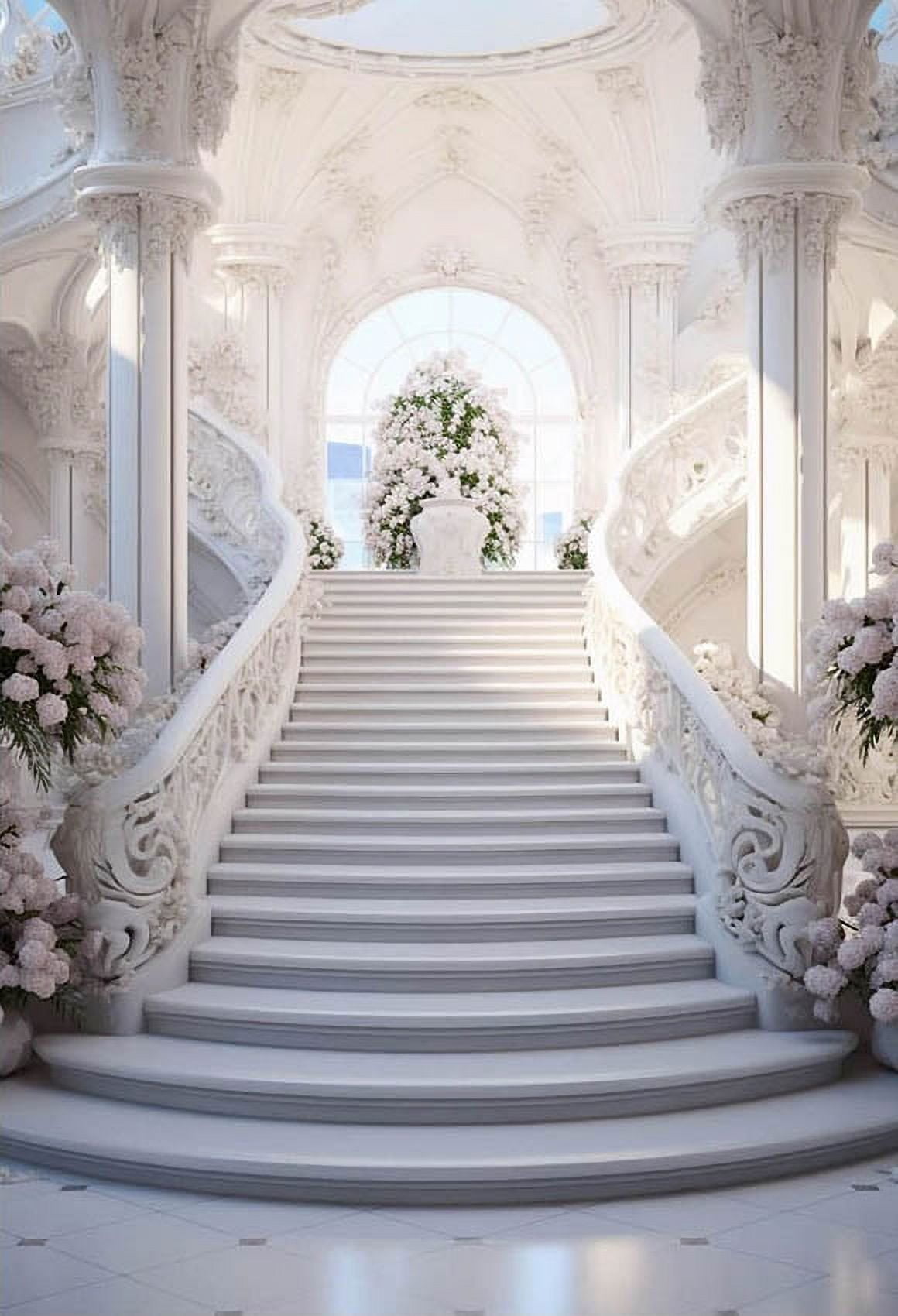 White Marble Room Staircase Adult Birthday Wedding Maternity Portrait r ...