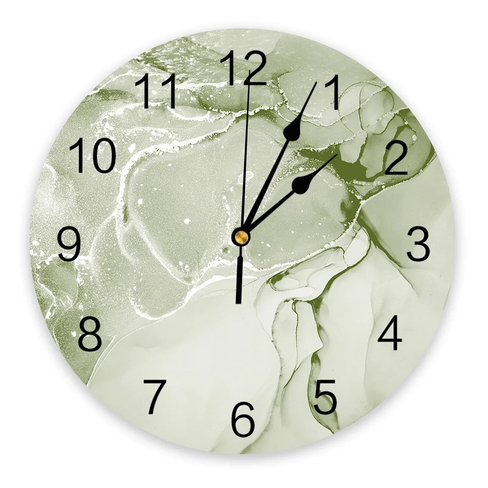 White Marble Texture Decorative Round Wall Clock Arabic Numerals Design ...