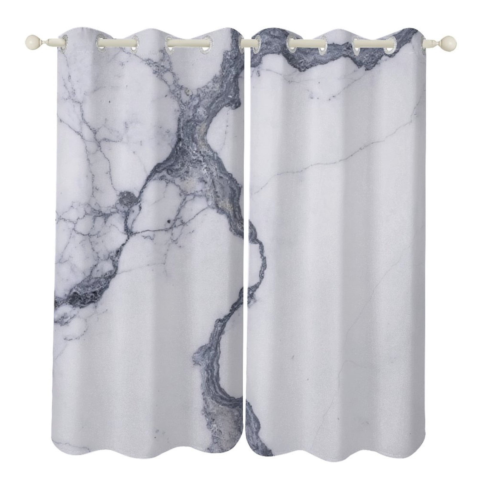 White Marble Texture Print 2 Panels 3D Printing Pattern Curtain for ...