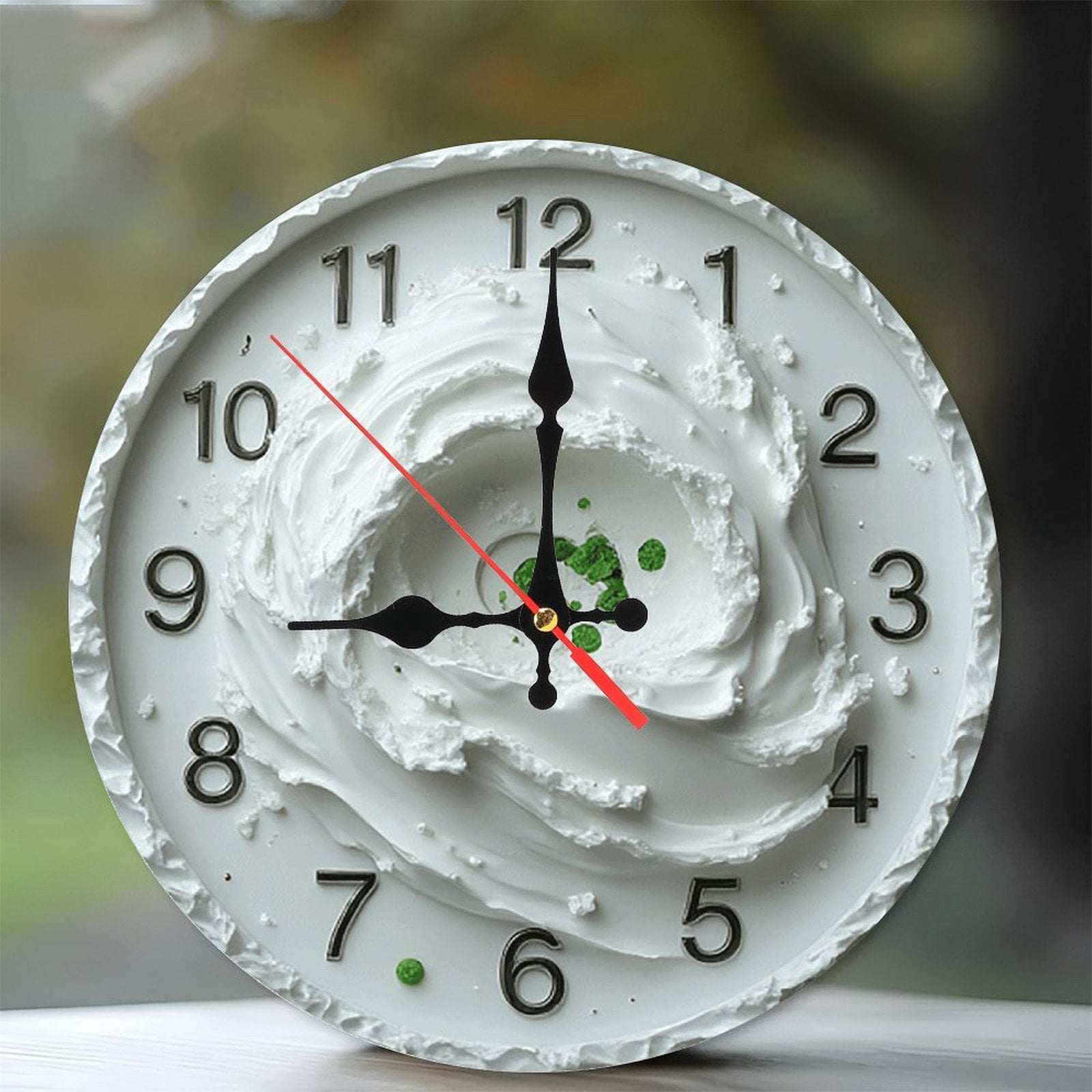 White Marble Texture Wall Clock Home Decor 10-Inch Silent Wooden Wall ...