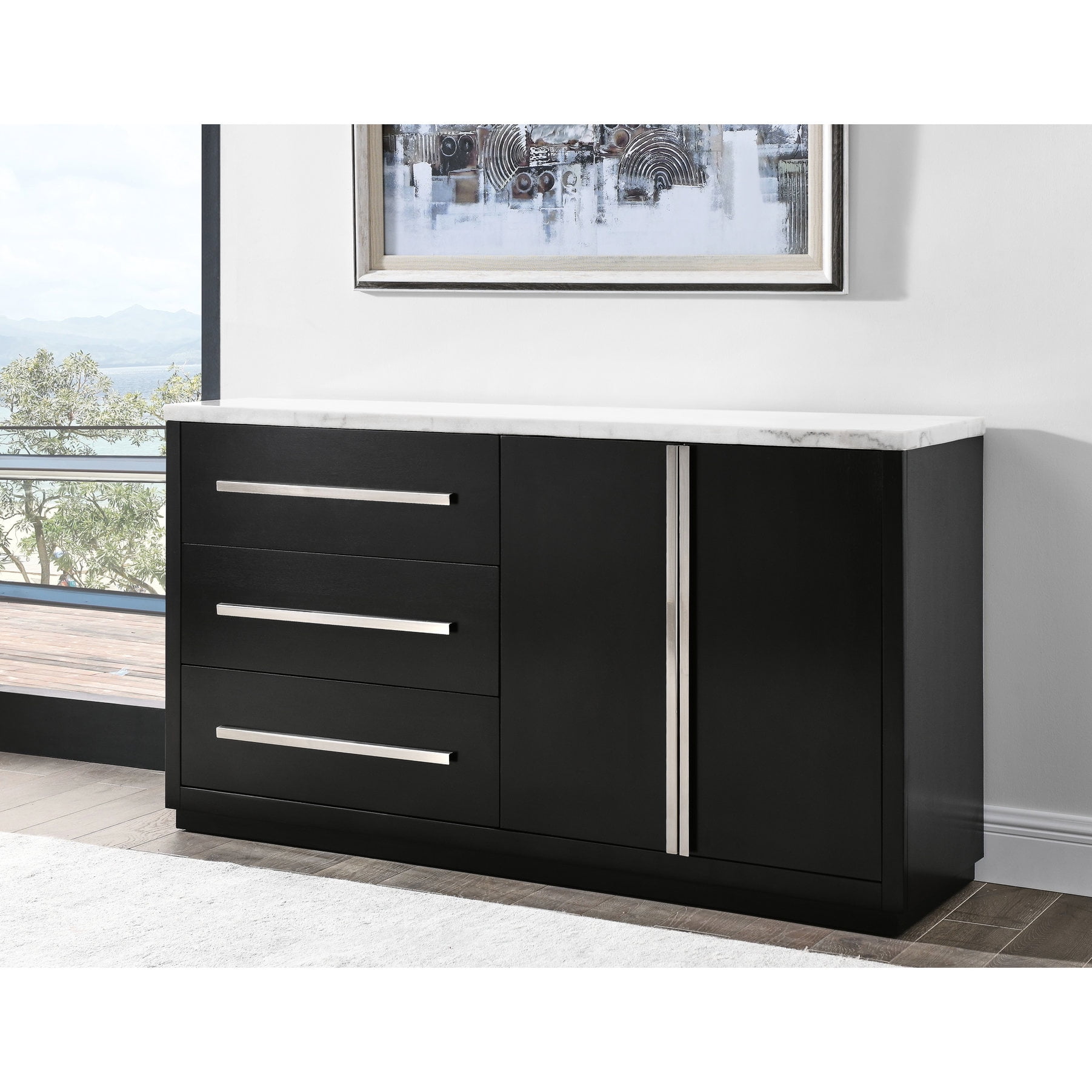 White Marble Top - Metal Glides for Drawers - Hallway Storage - Protect ...