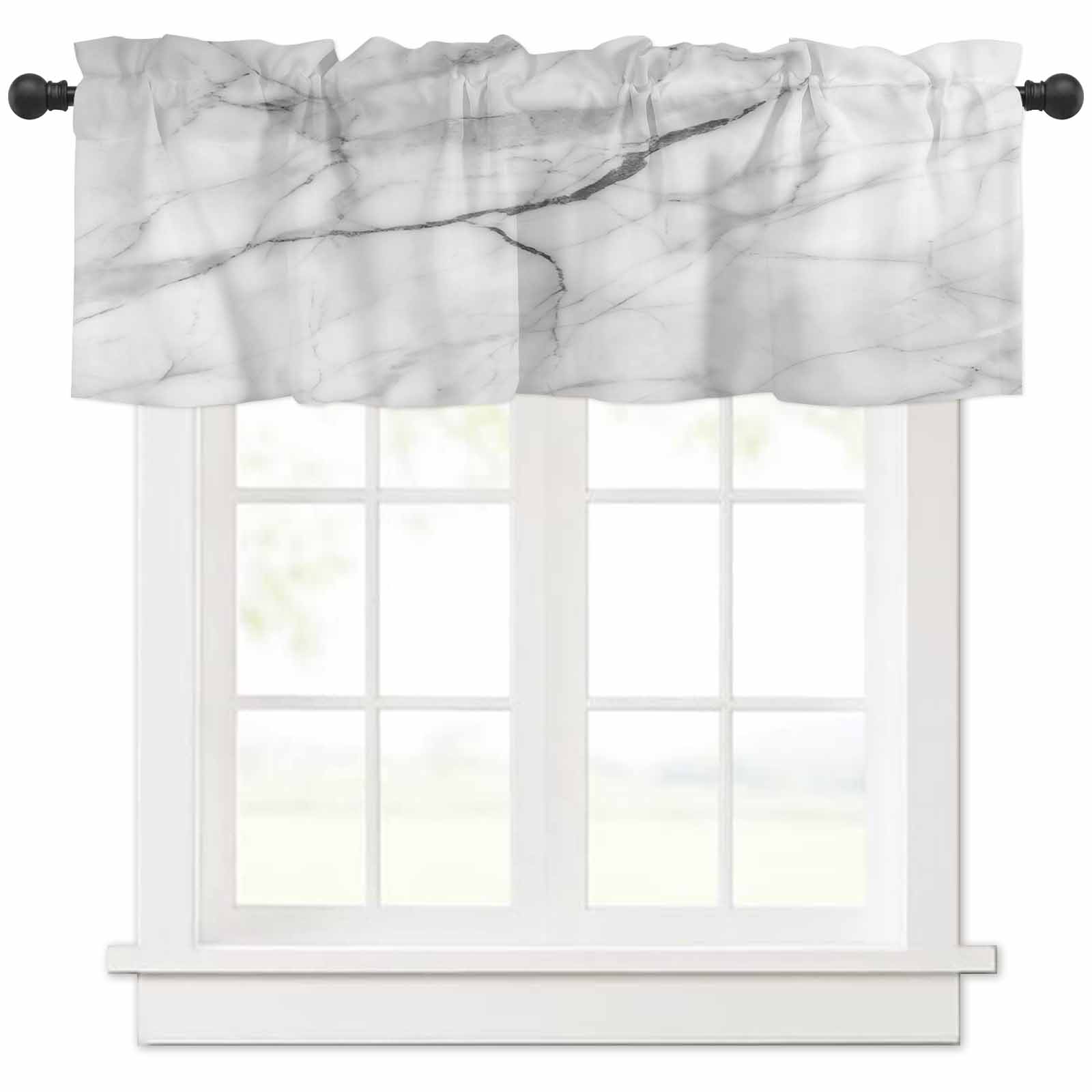 White Marble Valances for Windows Farmhouse Kitchen Curtains Valances ...