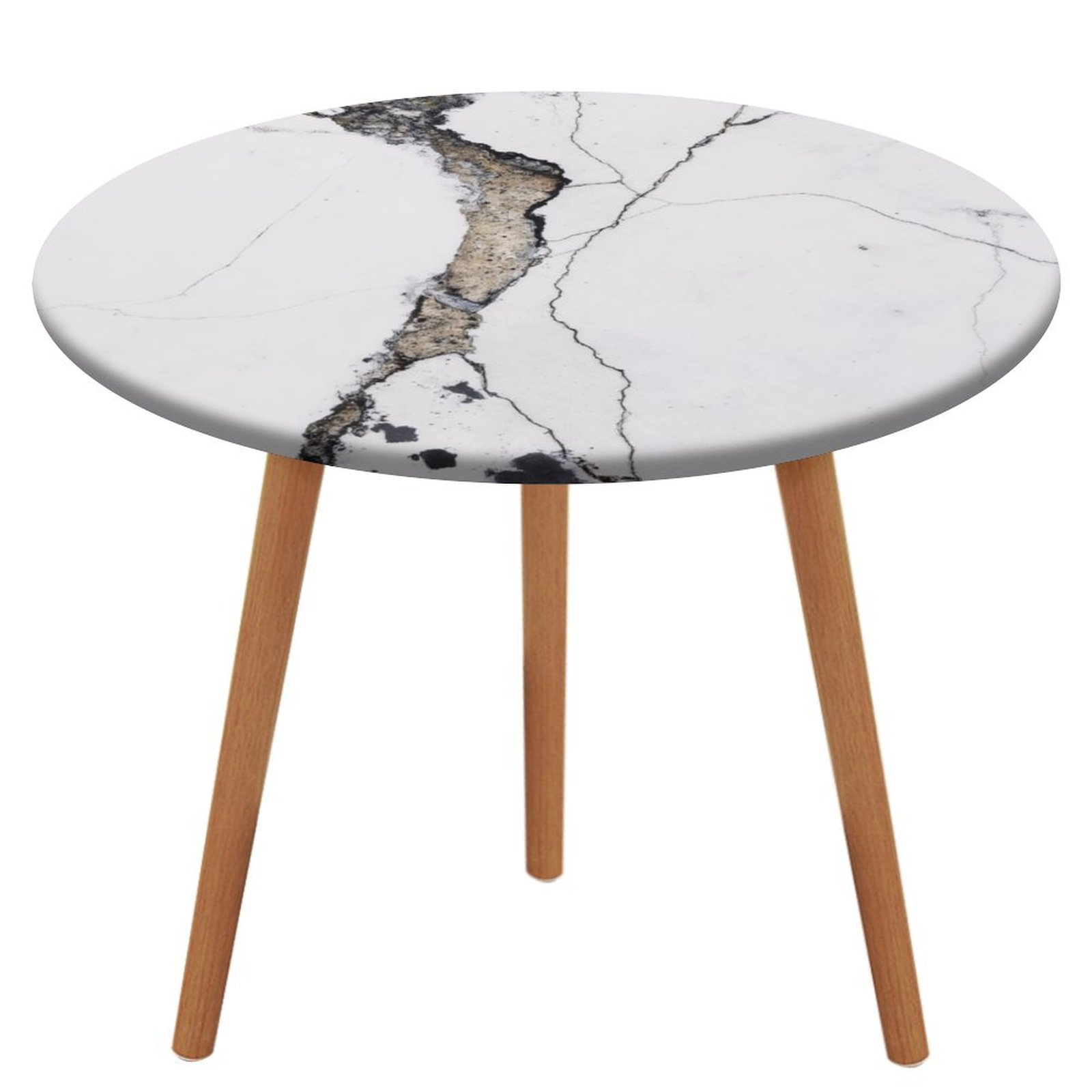 White Marble Vein Texture Tablecloth Round Elastic Fitted Waterproof ...