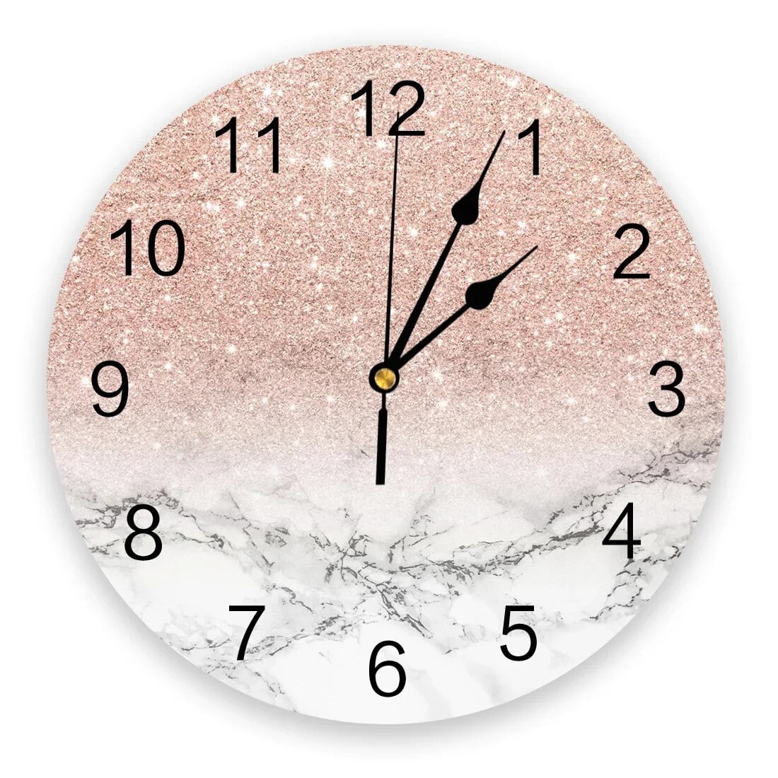 White Marble Wall Clock Home Decor Bedroom Silent Oclock Watch Wall ...
