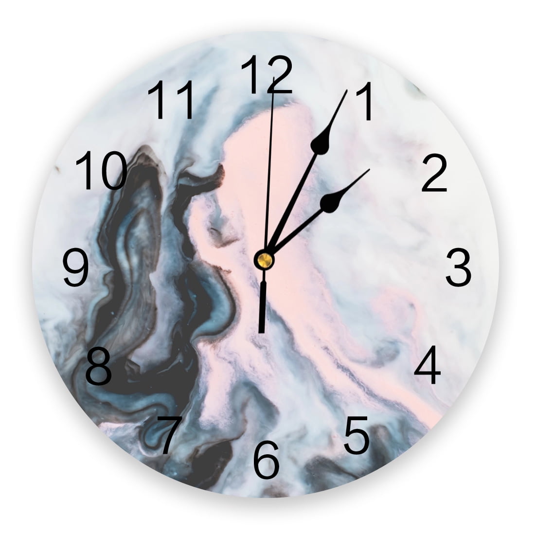 White Marble Wall Clock Home r Bedroom Silent Oclock Watch Wall Digital ...