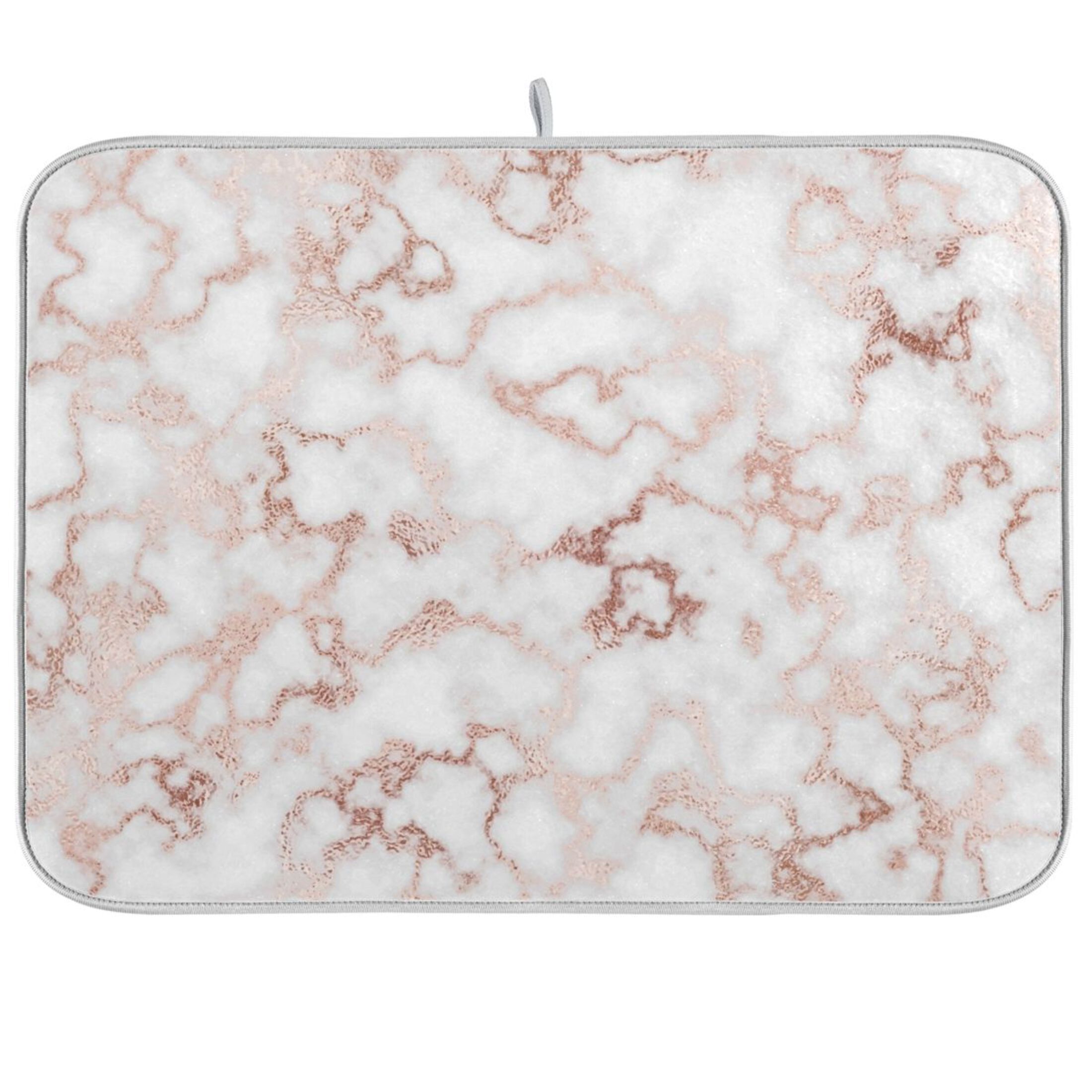 White Marble with Gold Dish Drying Mat Microfiber Kitchen Mats Large ...