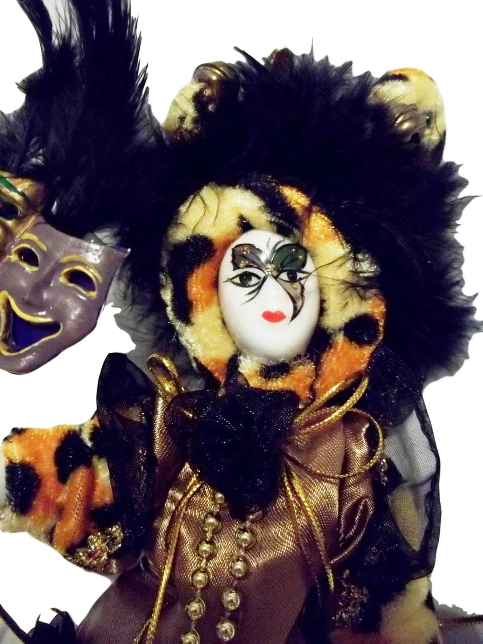 White Mardi Gras Jester Doll 7" Leopard with stand - Walmart.com