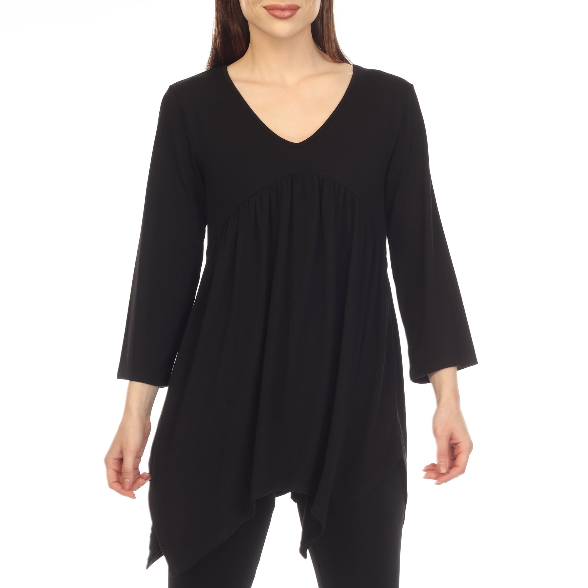White Mark 3/4 Sleeve Empire Waist Top with Pockets (Women's & Women's ...