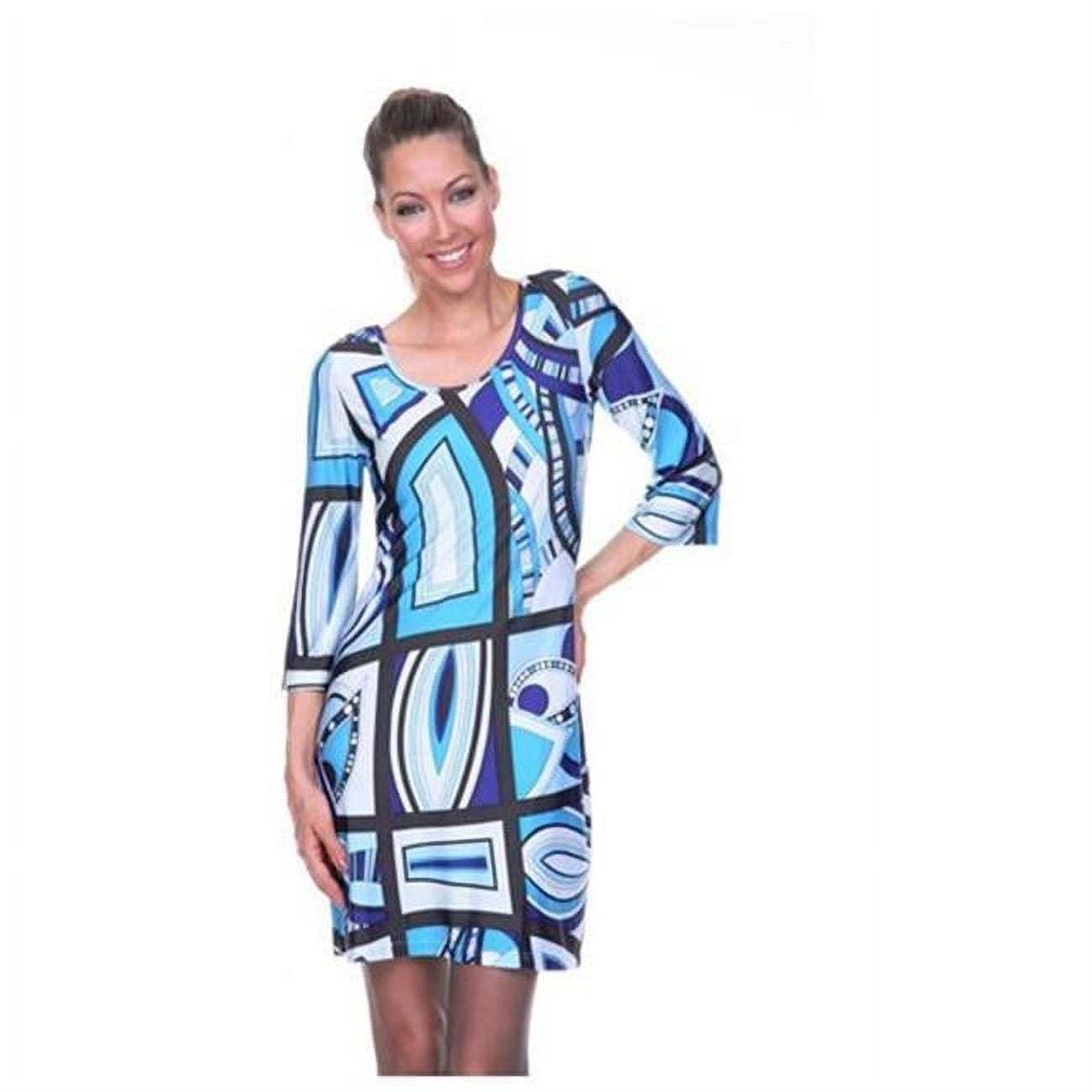 White Mark 809-009-A-210-XL Womens Genevieve Dress- Blue & White ...