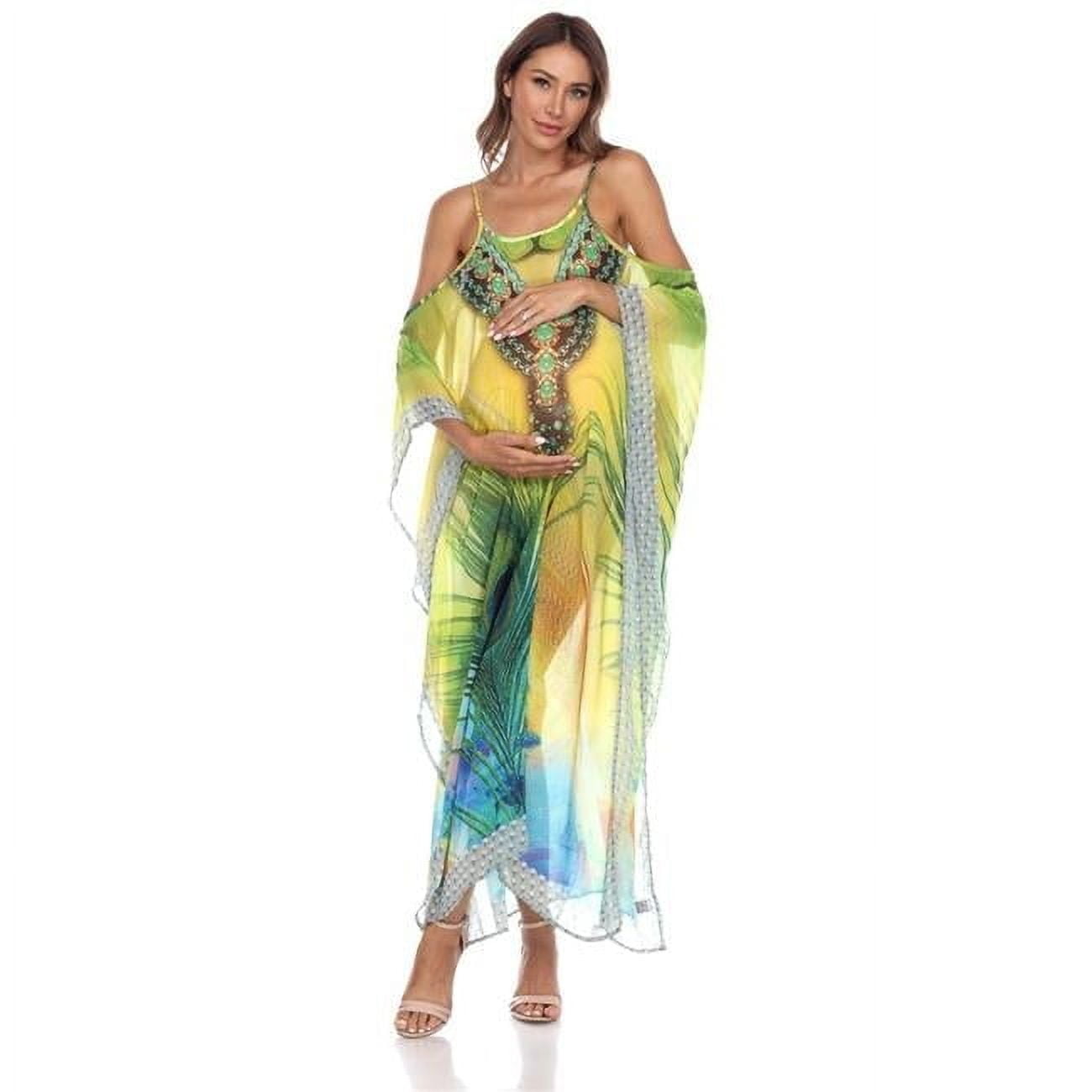 White Mark MTRPSLD985-222 Women Plus Size Sheer Maxi Caftan Tunic Top ...